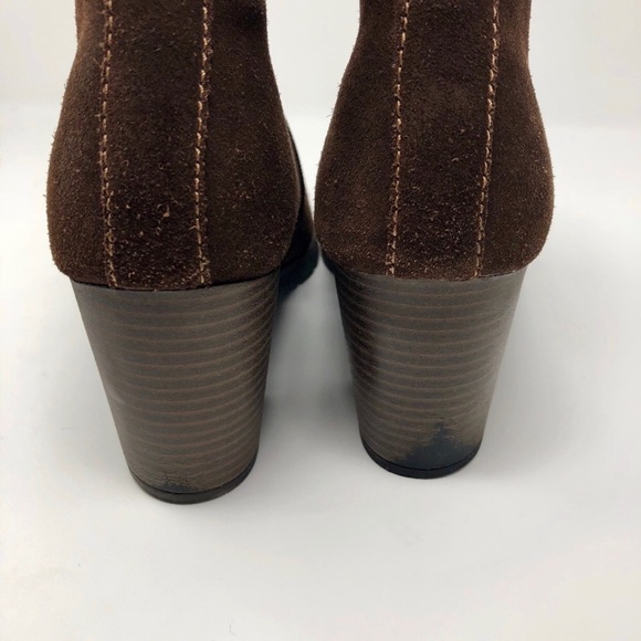 Clarks | Shoes | Clarks Brown Suede Leather Ankle Boots Heels | Poshmark